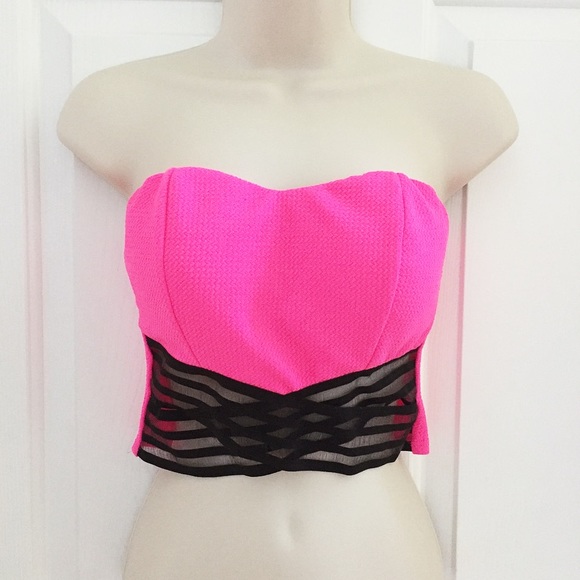 a'gaci | Tops | Agaci Neon Pink Crop Top Nwt | Poshmark